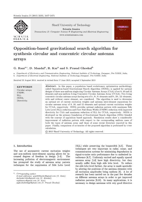 (PDF) Opposition Based Gravitational Search Algorithm for Synthesis Circular and Concentric ...