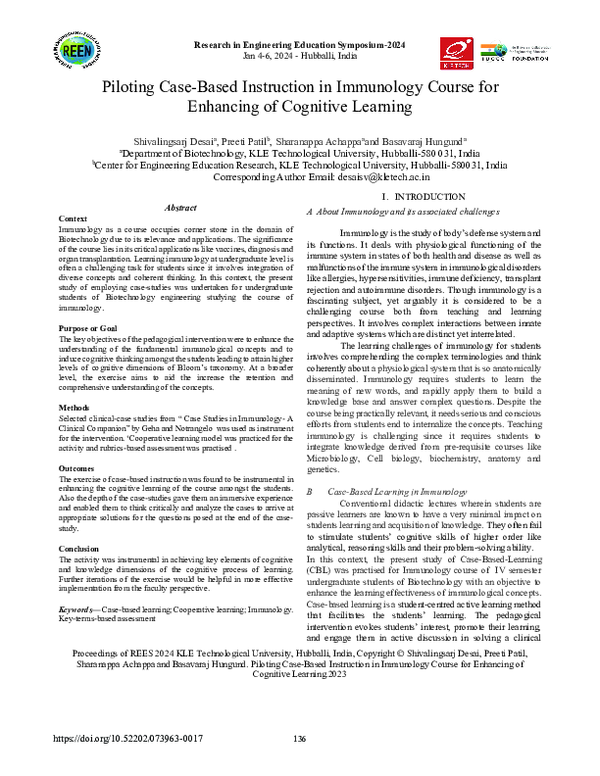(PDF) Piloting Case-Based Instruction in Immunology Course for ...