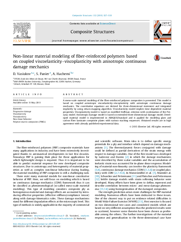 (PDF) Non-linear material modeling of fiber-reinforced polymers based on coupled viscoelasticity ...