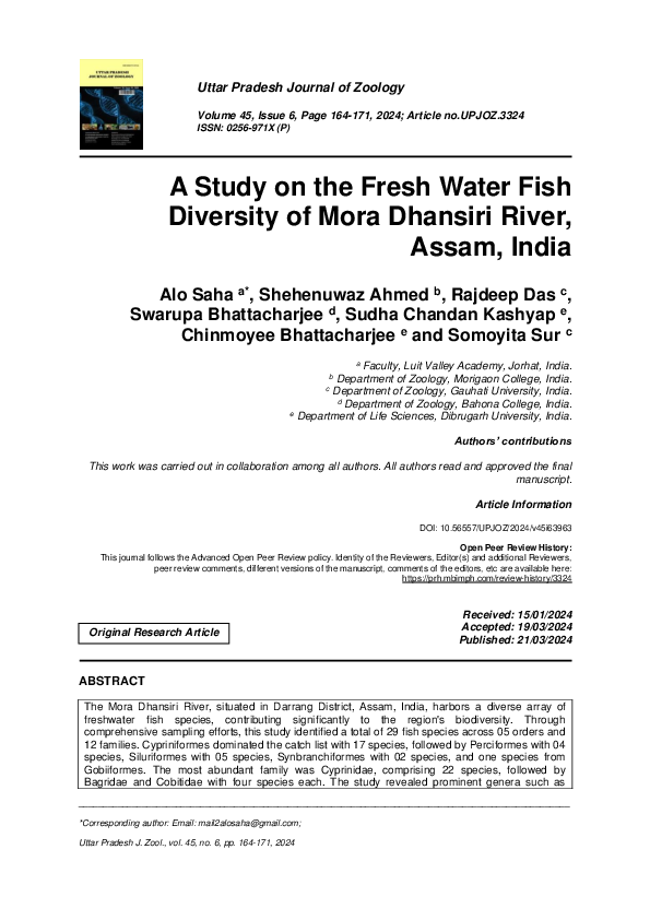(PDF) A Study on the Fresh Water Fish Diversity of Mora Dhansiri River ...