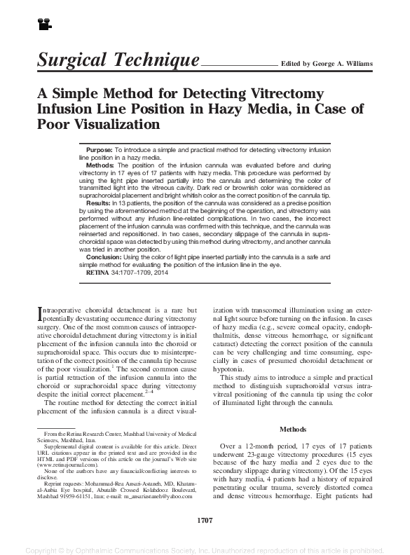 (PDF) A Simple Method for Detecting Vitrectomy Infusion Line Position in Hazy Media, in Case of ...