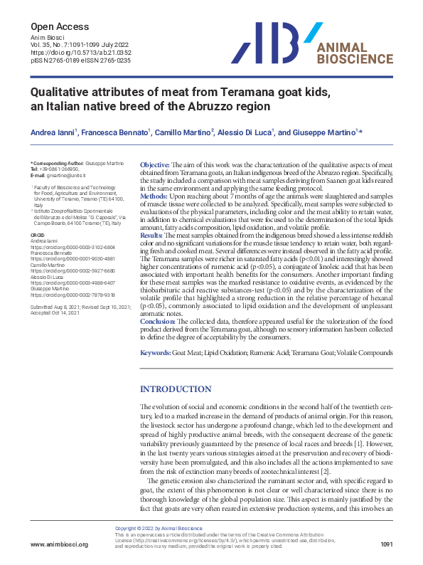(PDF) Qualitative attributes of meat from Teramana goat kids, an ...