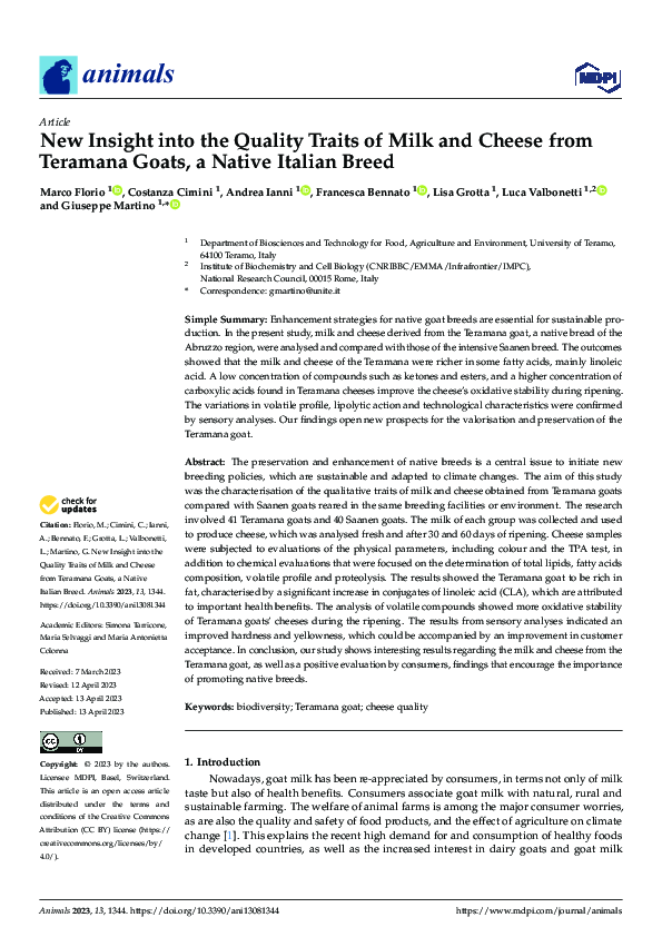 (PDF) New Insight into the Quality Traits of Milk and Cheese from ...