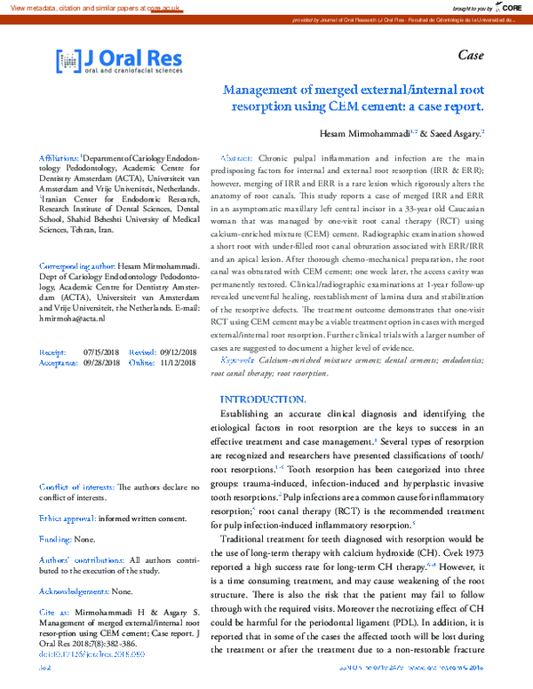 (PDF) Management of merged external/internal root resorption using CEM ...
