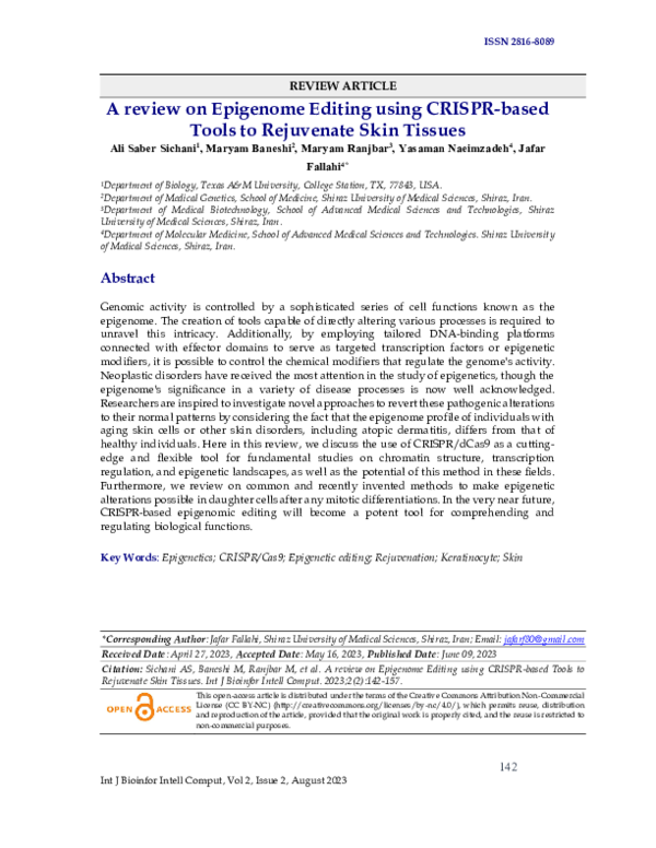 (PDF) A review on Epigenome Editing using CRISPR-based Tools to ...