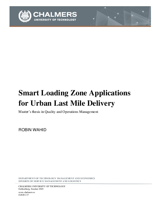 (PDF) Smart Loading Zone Applications for Urban Last Mile Delivery