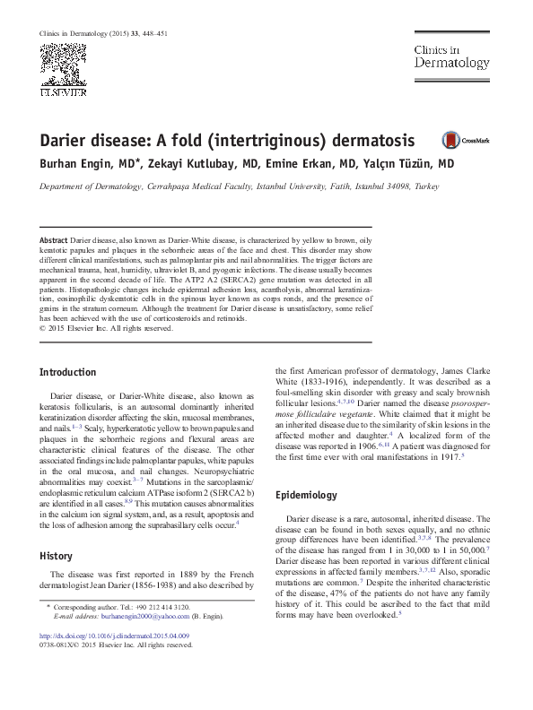(PDF) Darier disease: A fold (intertriginous) dermatosis