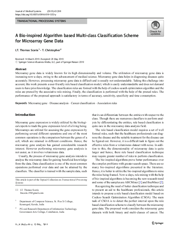 (PDF) A Bio-inspired Algorithm based Multi-class Classification Scheme ...