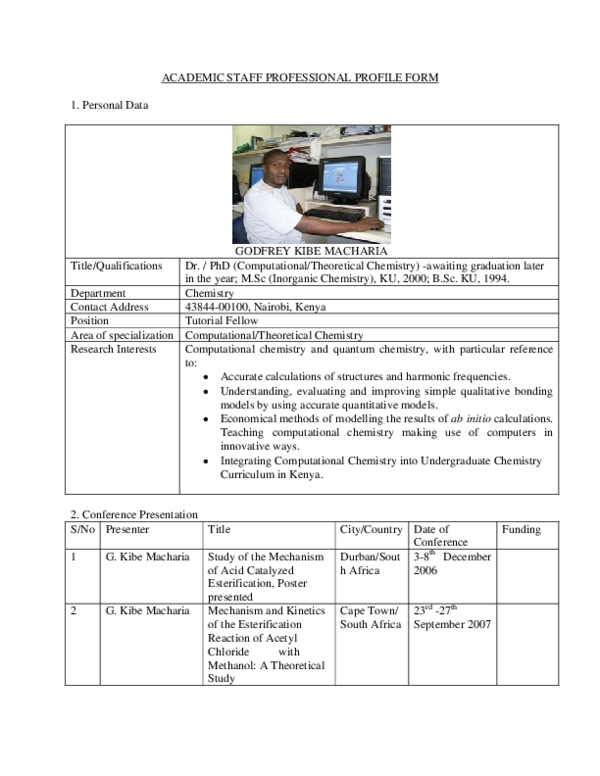(PDF) Academic Staff Professional Profile Form