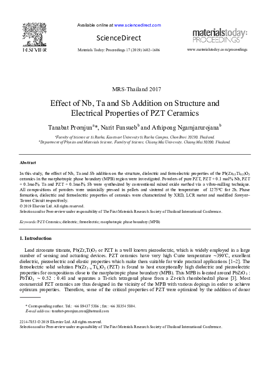 (PDF) Effect of Nb, Ta and Sb Addition on Structure and Electrical ...