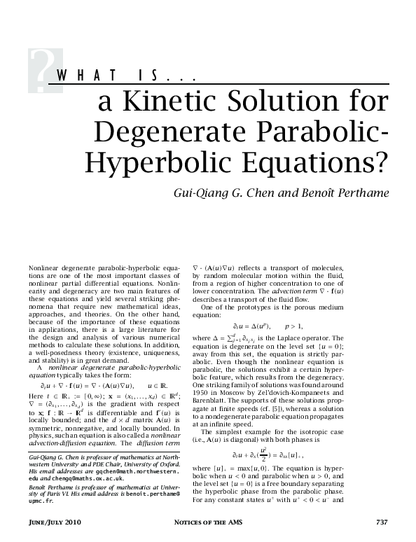 (PDF) a Kinetic Solution for Degenerate Parabolic-Hyperbolic Equations ...