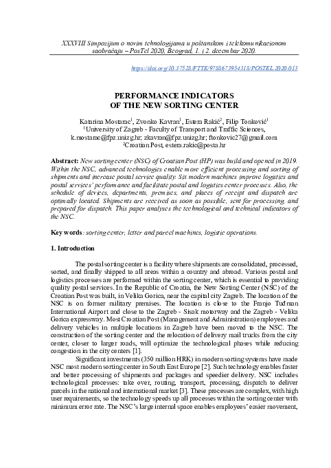 (PDF) Performance Indicators of the New Sorting Center