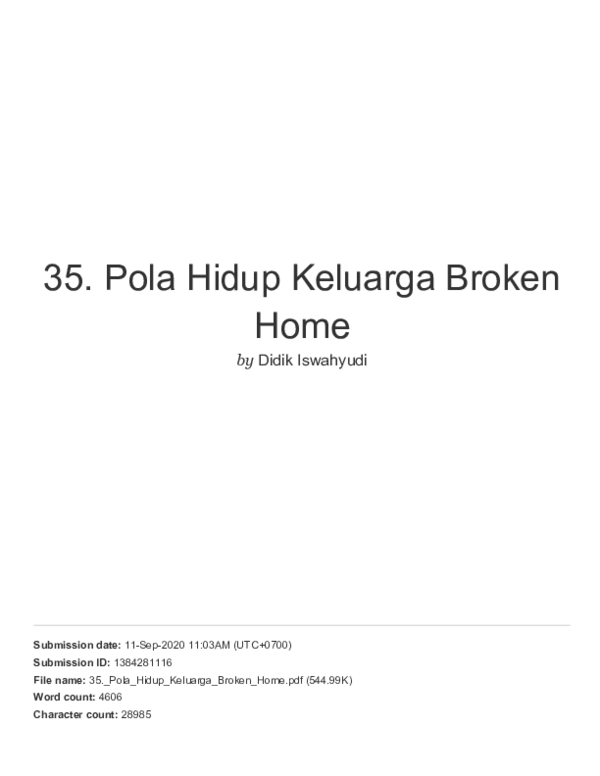 (PDF) Cek Plagiasi Pola Hidup Keluarga Broken Home Vol 3, Tahun 2019 | Halaman 319 - 326 ...