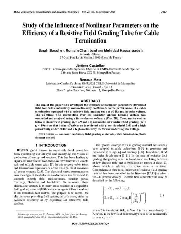 (PDF) Nonlinear Effects on Cable Termination Efficiency