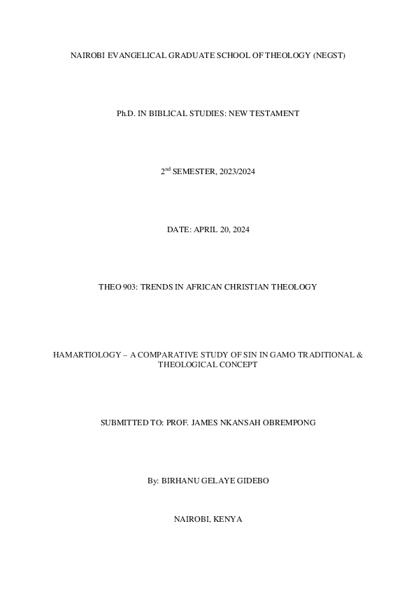 (PDF) Hamartiology - Birhanu Gidebo