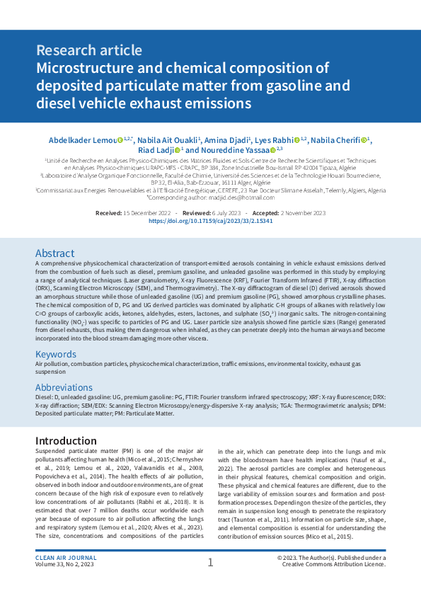 (PDF) Microstructure and chemical composition of deposited particulate ...