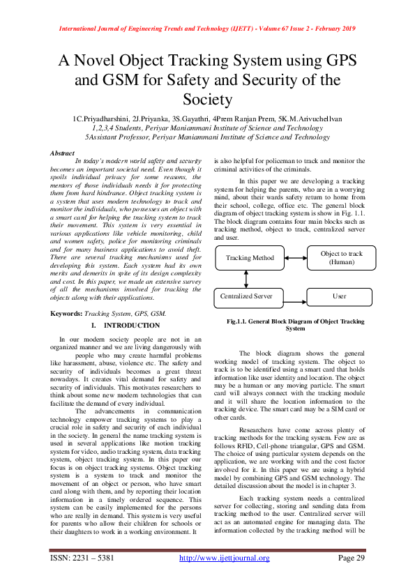 Pdf A Novel Object Tracking System Using Gps And Gsm For Safety And