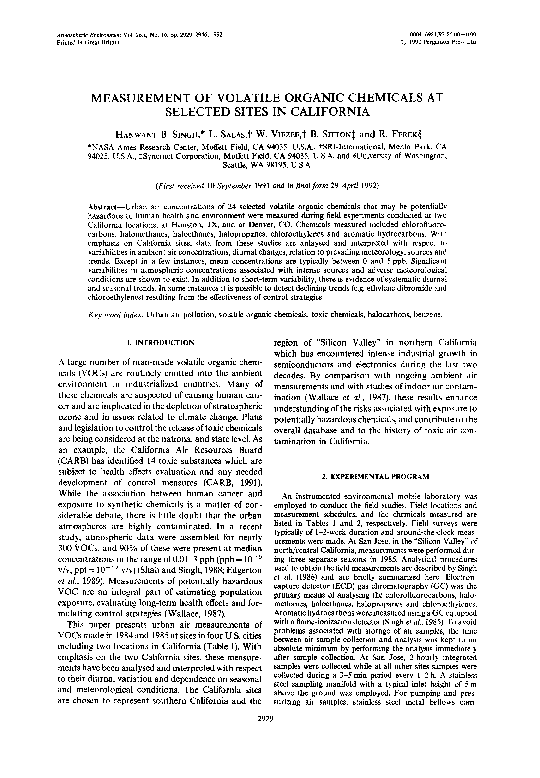 (PDF) Measurement of volatile organic chemicals at selected sites in ...