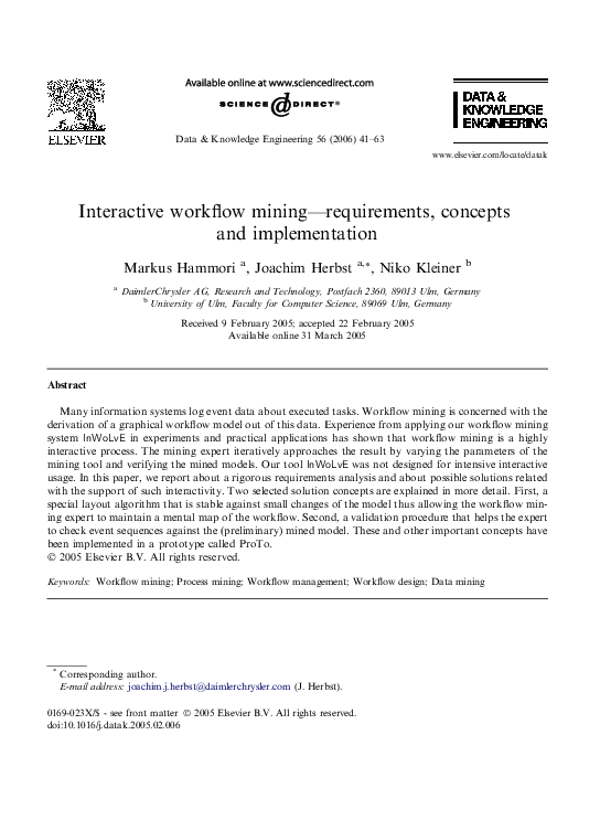 (PDF) Interactive workflow mining—requirements, concepts and implementation