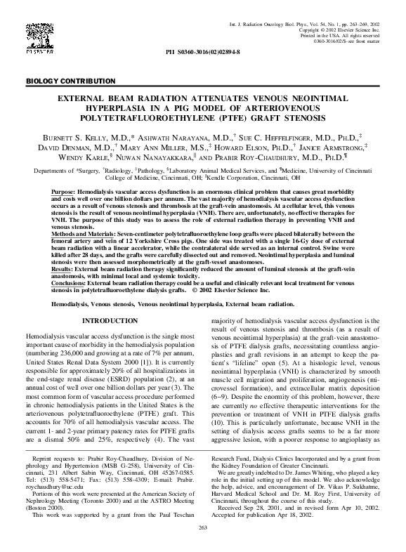 (PDF) External beam radiation attenuates venous neointimal hyperplasia ...