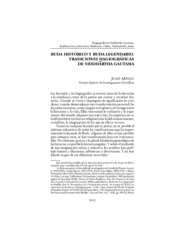 (PDF) Buda histórico y Buda legendario. Tradiciones hagiográficas de Siddhārtha Gautama