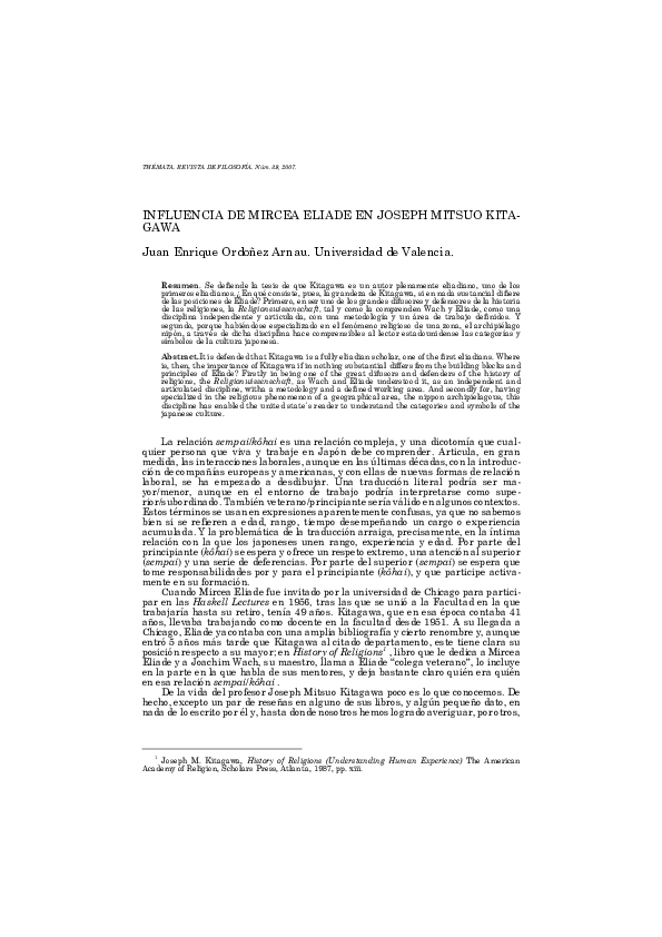 (PDF) Influencia de Mircea Eliade en Joseph Mitsuo Kitagawa