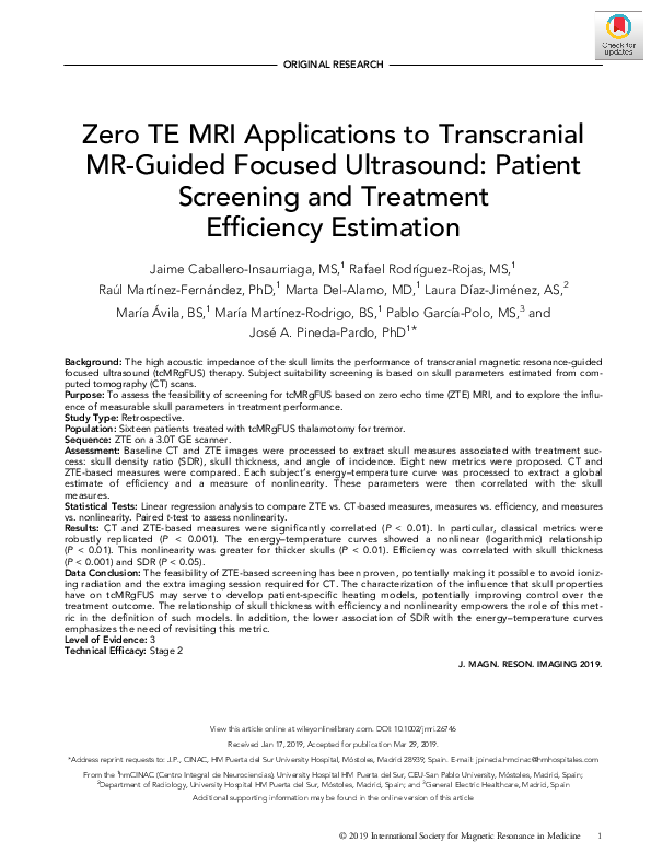 (PDF) Zero TE MRI applications to transcranial MR‐guided focused ...