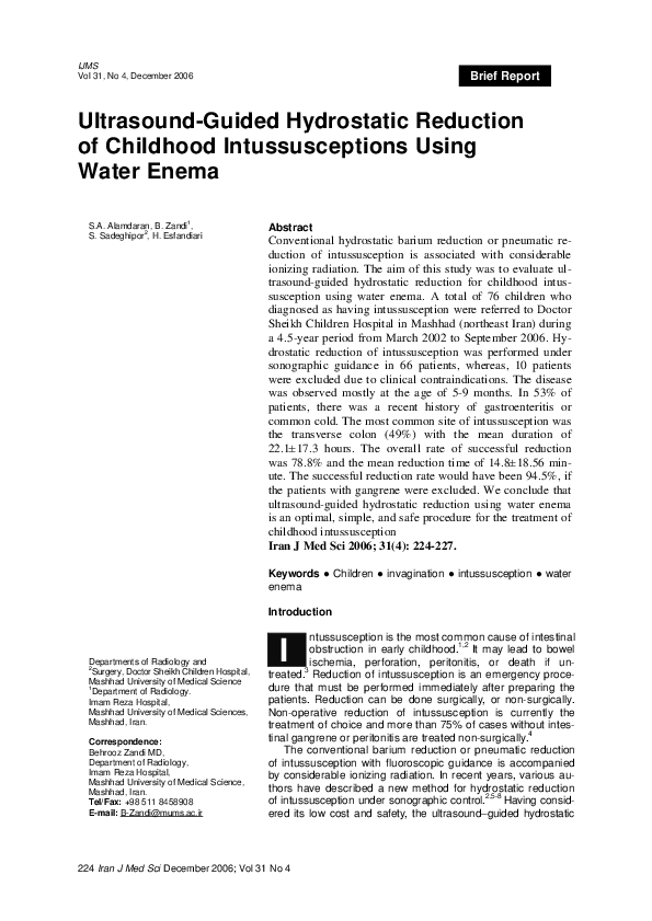 (PDF) Ultrasound Hydrostatic Reduction in Children
