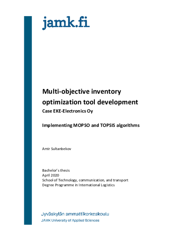 (PDF) Multi-objective inventory optimization tool development implementing MOPSO and TOPSIS ...
