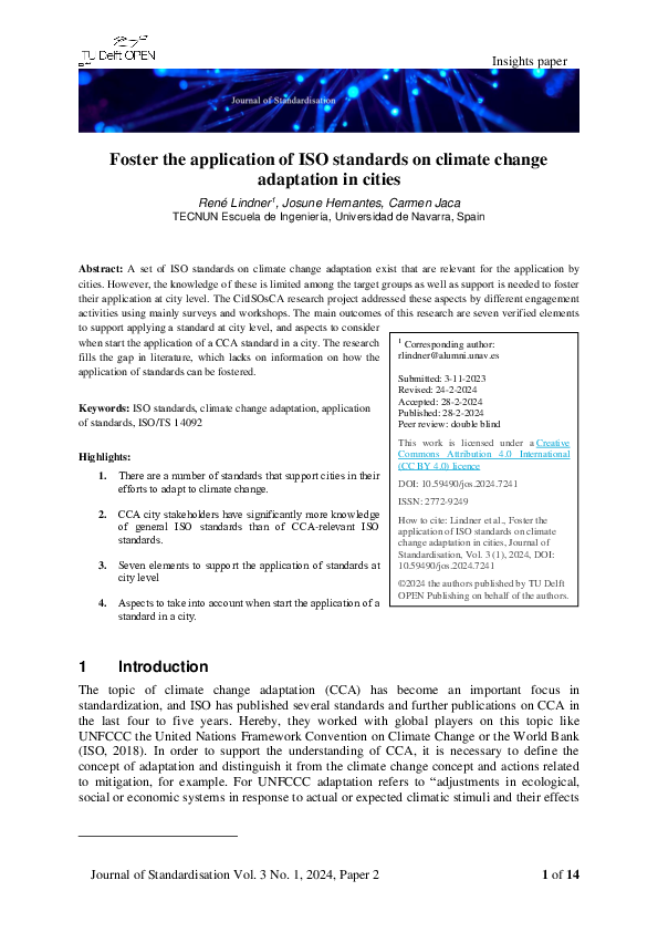 (PDF) Foster the application of ISO standards on climate change ...