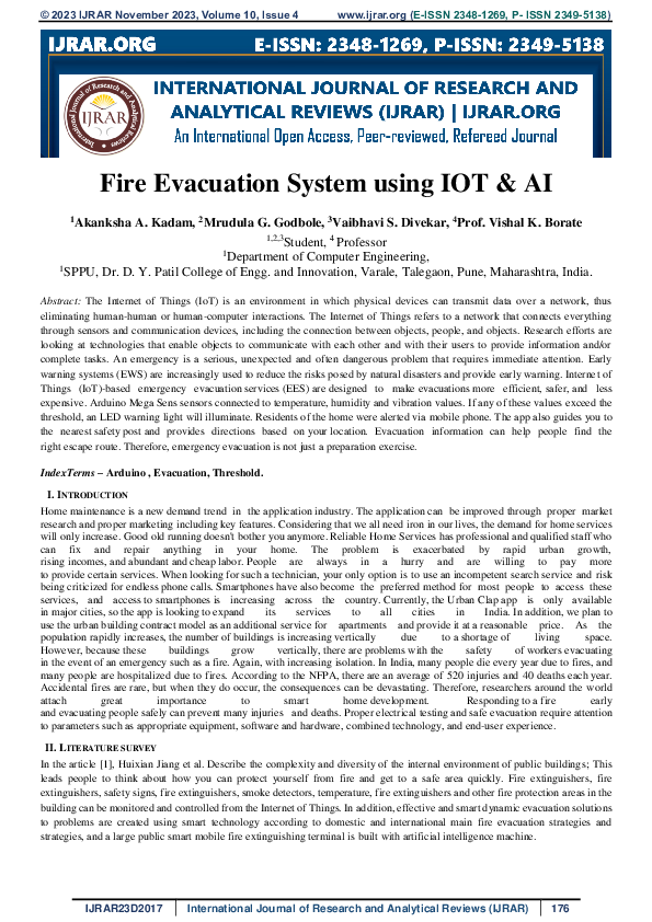 (PDF) Fire Evacuation System using IOT & AI