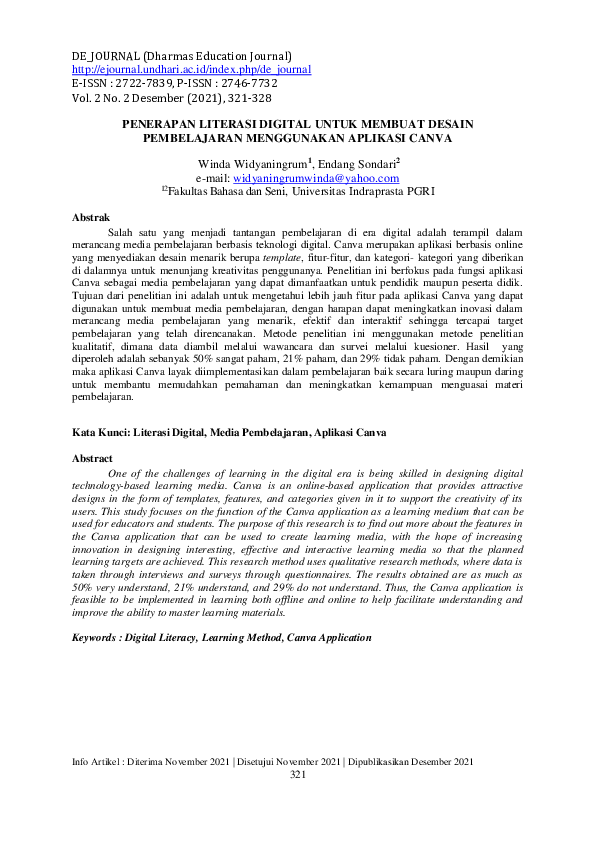 (PDF) Implementasi Literasi Digital Dalam Merancang Desain Pembelajaran Menggunakan Aplikasi Canva