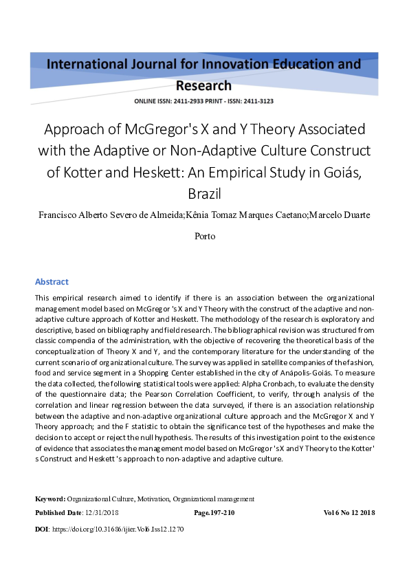 (PDF) Approach of McGregor's X and Y Theory Associated with the ...