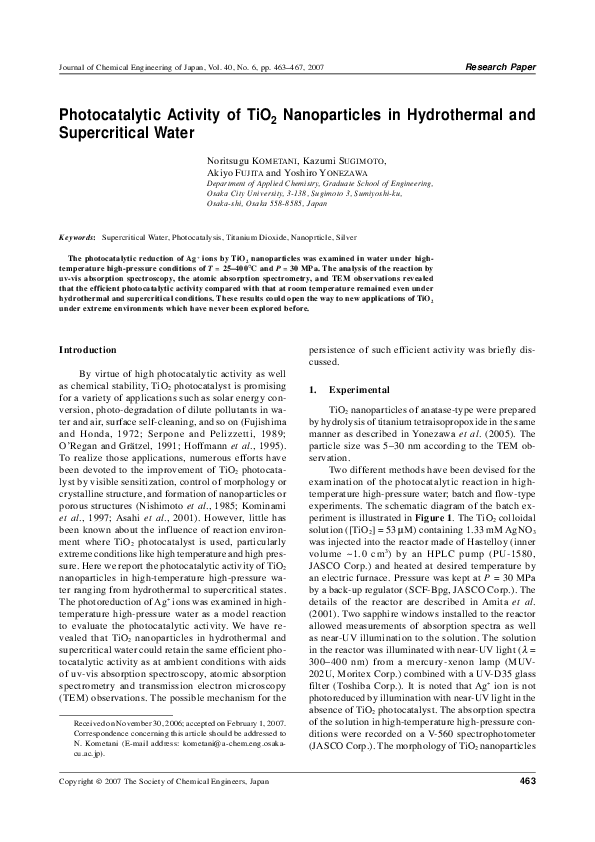 (PDF) Photocatalytic activity of TiO2 nanoparticle fluid prepared by ...
