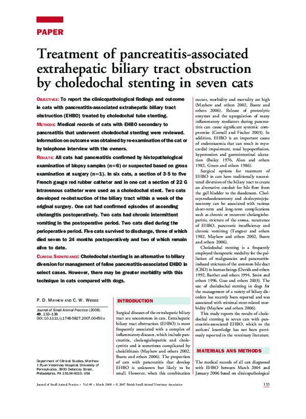 (PDF) Treatment of pancreatitis-associated extrahepatic biliary tract ...