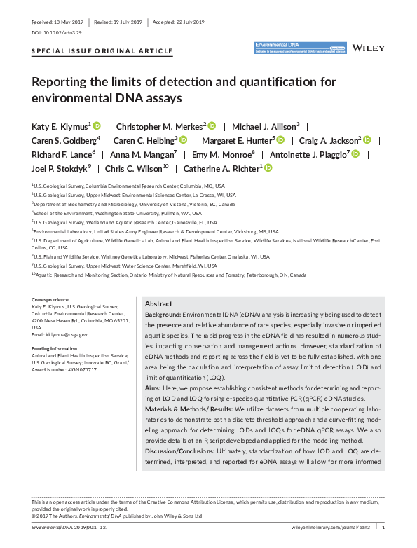 (PDF) Reporting the limits of detection and quantification for ...