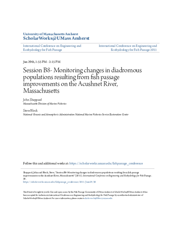 (PDF) Session B8- Monitoring changes in diadromous populations ...