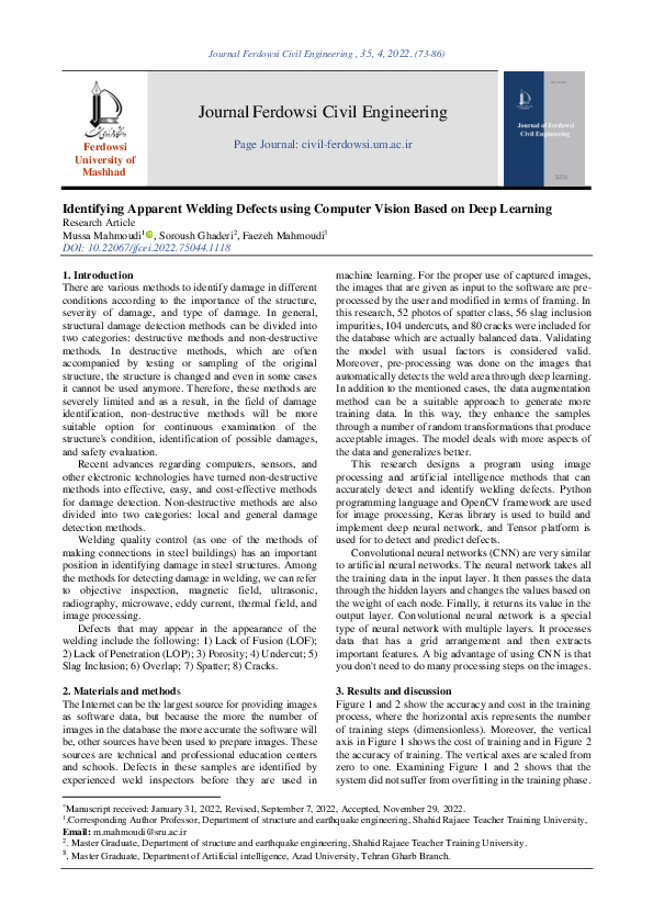 (PDF) Identification of Apparent Welding Defects Using Computer Vision ...