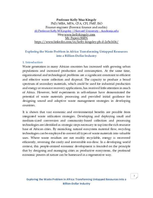 (PDF) Exploring the Waste Problem in Africa: Transforming Untapped ...