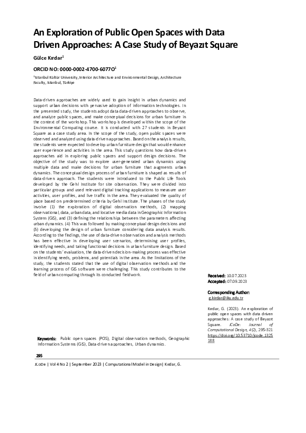 (PDF) An Exploration of Public Open Spaces with Data Driven Approaches ...