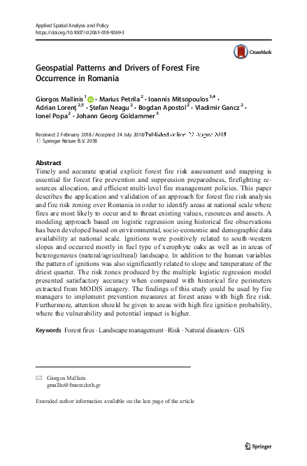 (PDF) Geospatial Patterns and Drivers of Forest Fire Occurrence in Romania