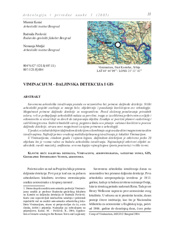 (PDF) Viminacijum — daljinska detekcija i GIS