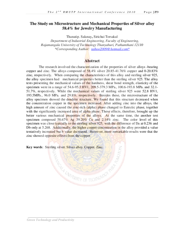 (PDF) The Study on Microstructure and Mechanical Properties of Silver ...