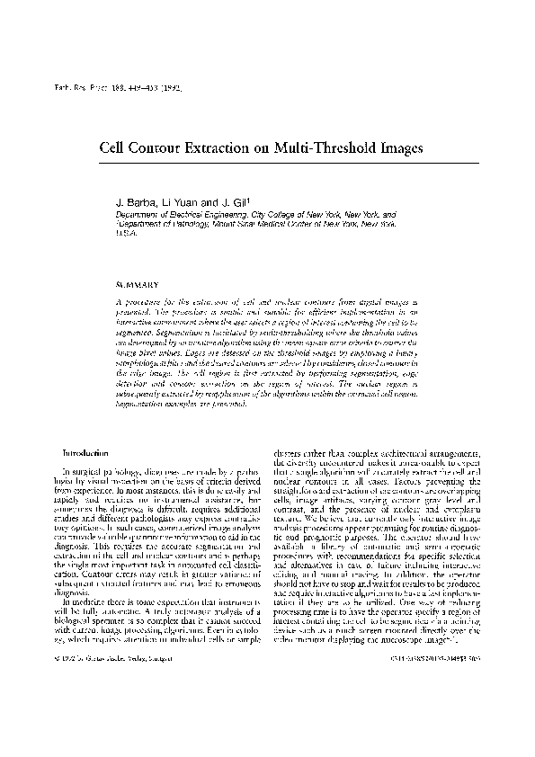 (PDF) Cell contour extraction on multi-threshold images