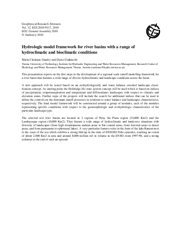 (PDF) Hydrologic model framework for river basins with a range of ...