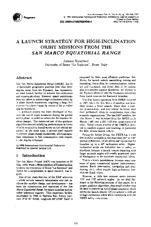(PDF) A launch strategy for high-inclination orbit missions from the ...