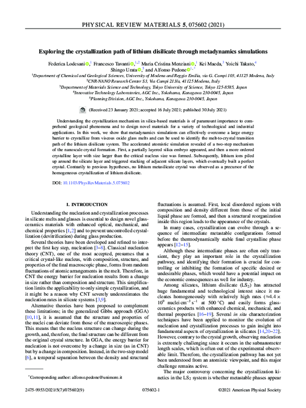 (PDF) Exploring the crystallization path of lithium disilicate through ...