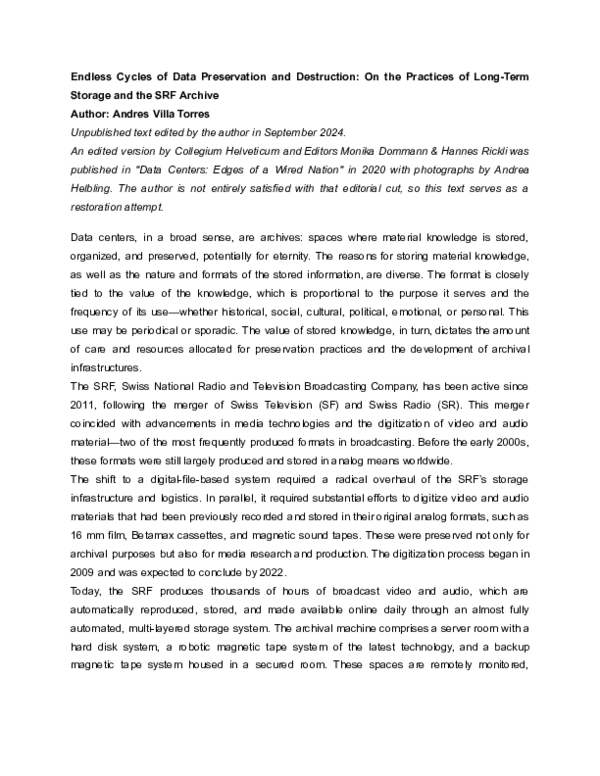 (PDF) Endless Cycles of Data Preservation and Destruction: On the Practices of Long-Term Storage ...