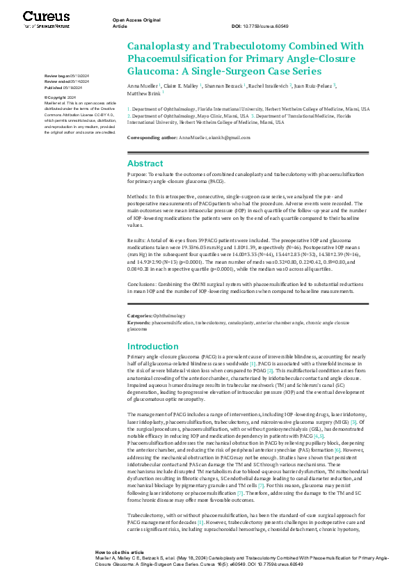 (PDF) Canaloplasty and Trabeculotomy Combined With Phacoemulsification ...