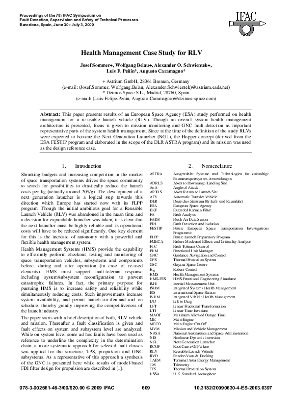 (PDF) Health Management Case Study for RLV